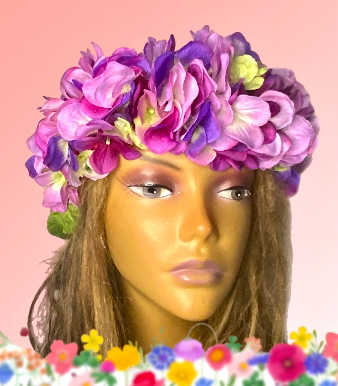 Coachella Crown Big, Bright Bohemian Flower Crown, Beach Chic Floral ...
