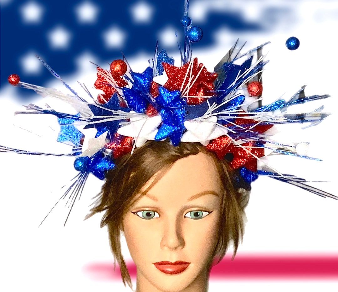 4th of July Red, White & Blue Uncle Sam Headpiece Fascinator Patriotic ...