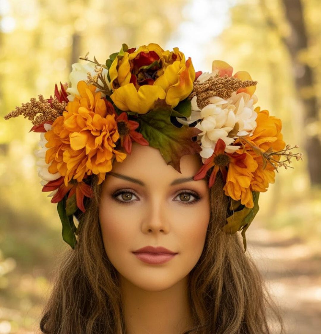 Handmade Floral Halloween Crown: Reversible Autumn Headband - Etsy