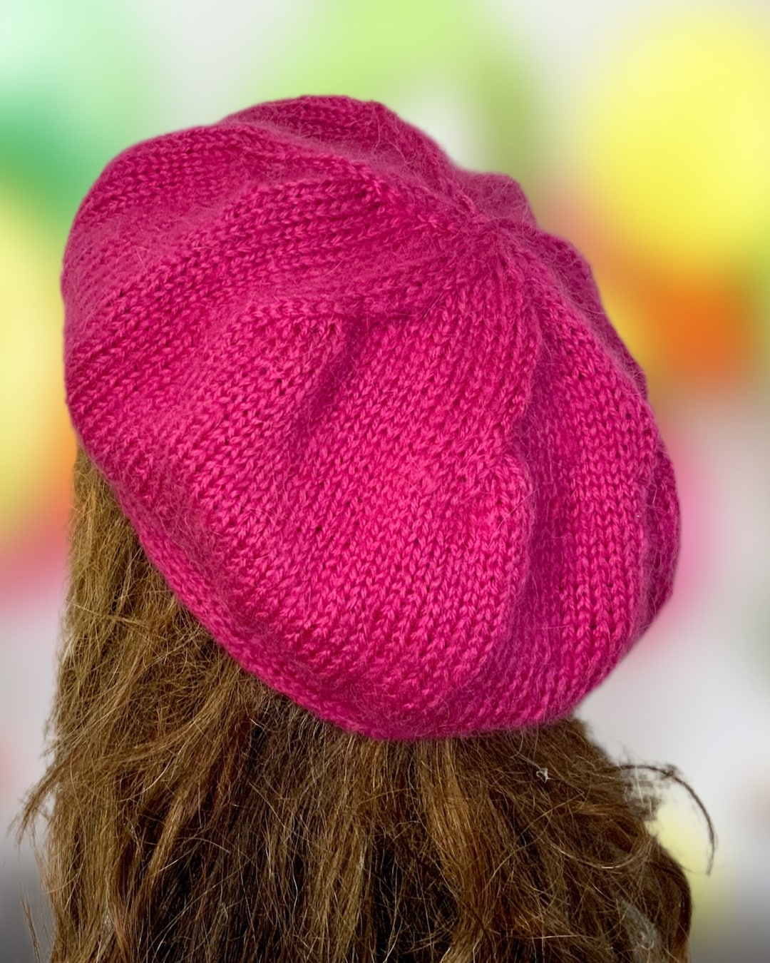 Hot Pink Hand Knitted Berret Knitted Hat Pink Beanie - Etsy