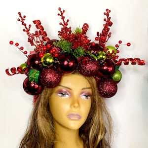 Red Christmas Crown Holiday Crown Christmas Party Headpiece UNISEX ...