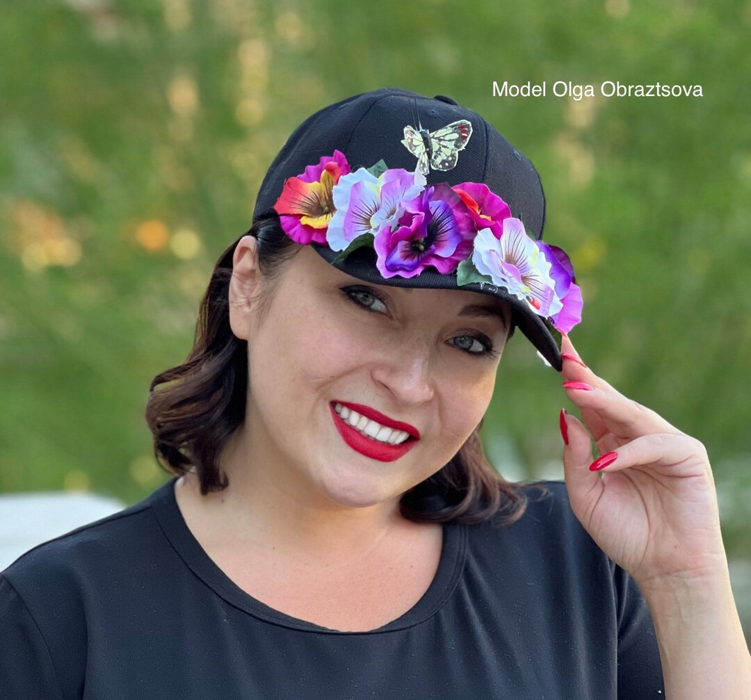Floral Baseball Cap: Handmade Coachella Crown, Adjustable Women's Hat ...