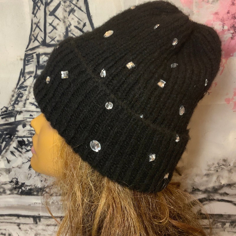 Rhinestone Beanie - Etsy