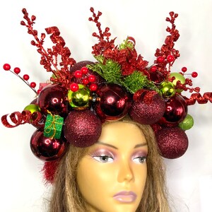 Red Christmas Crown Holiday Crown Christmas Party Headpiece UNISEX ...