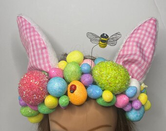 Bunny Ears Headband. Easter Bunny Ears Flower Headband. Floral - Etsy