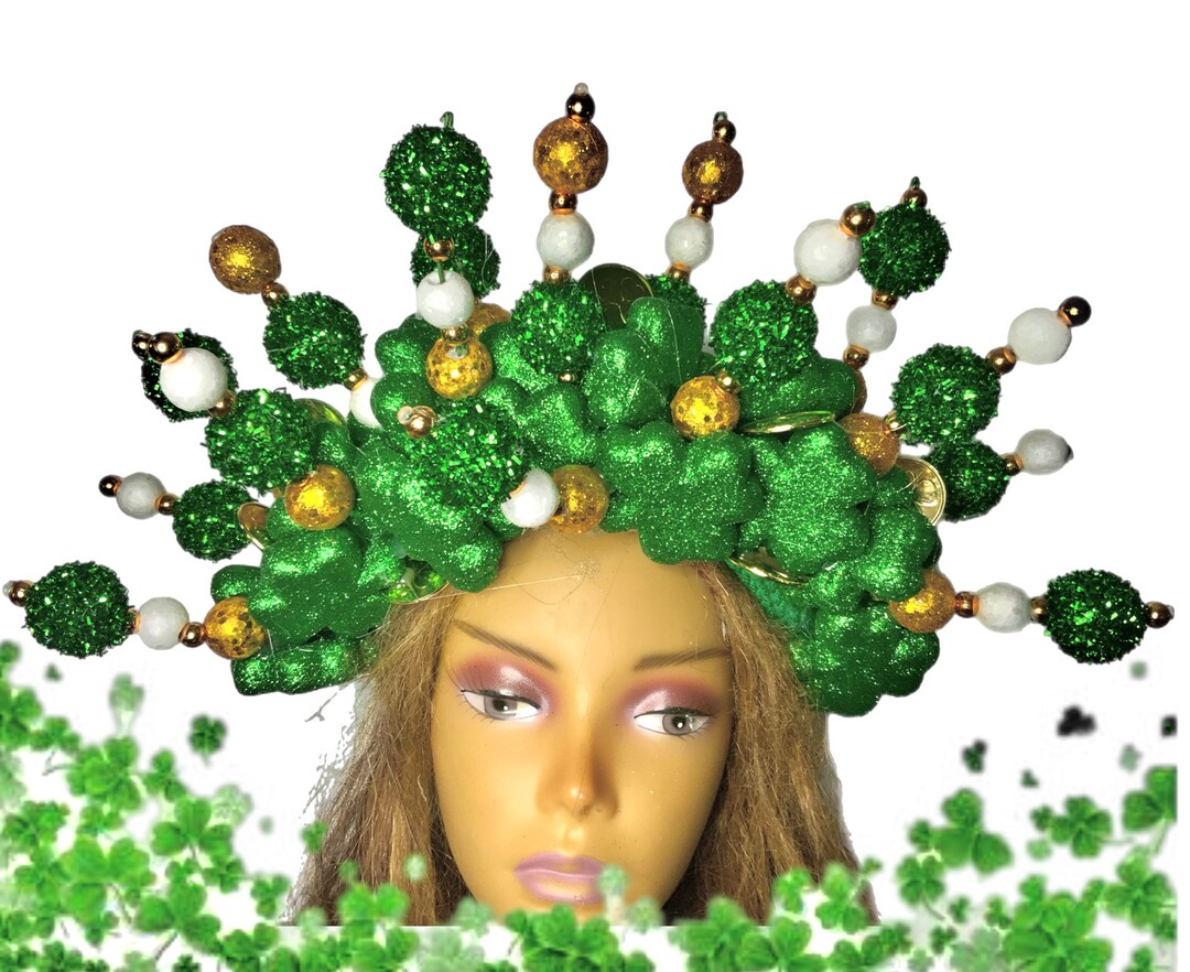 St Patrick Day Parade Crown Shamrock Green Clover Headpiece St Patrick ...