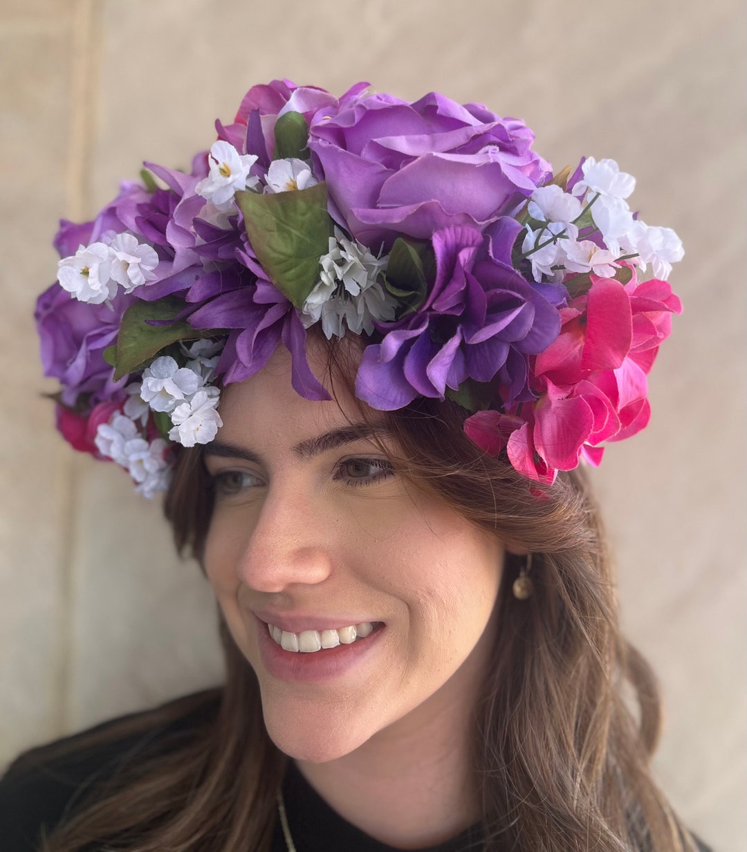 Coachella Crown Big, Bright Bohemian Flower Crown, Beach Chic Floral ...