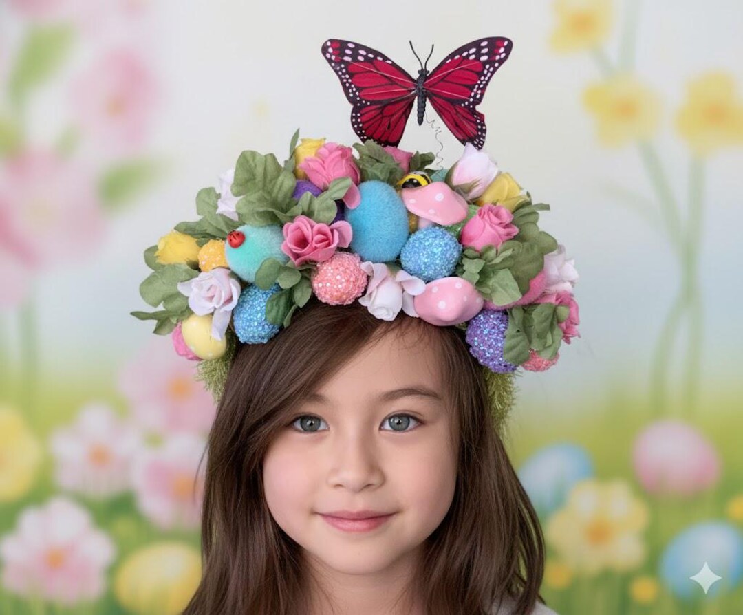 Handmade Floral Easter Egg Headband: Butterfly Party Headpiece - Etsy