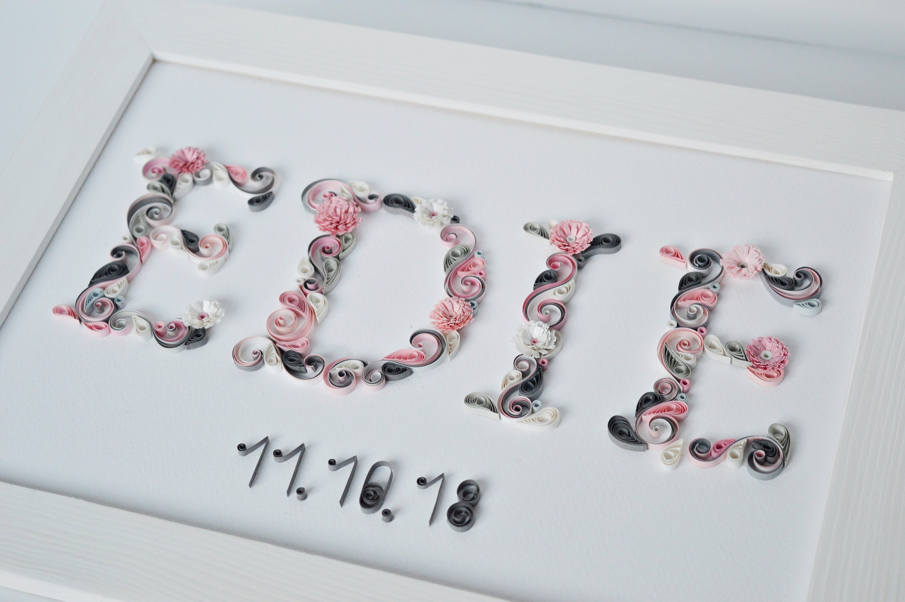 Nursery name frame art First Birthday baby Baby name Kids | Etsy