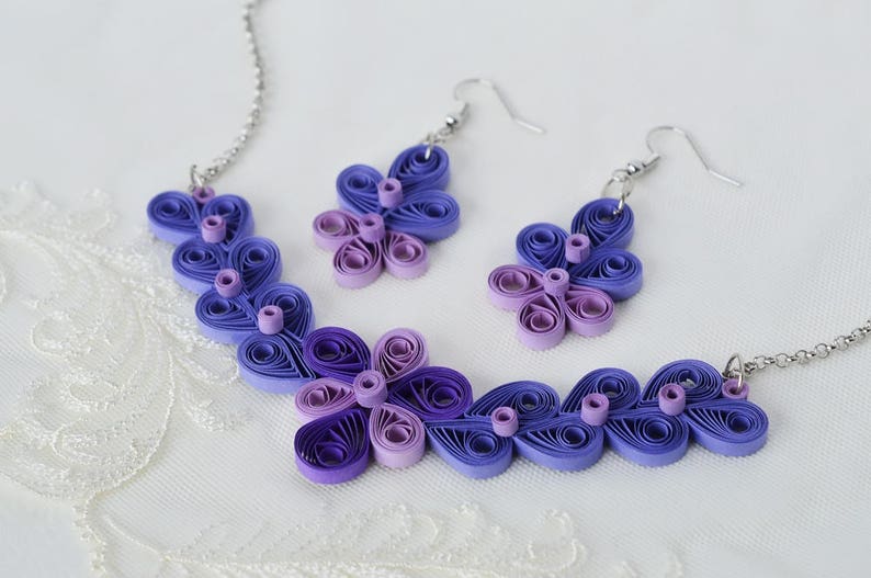 Blue Pink Jewelry Set Hippie Jewelry Spesial Occasion Paper | Etsy