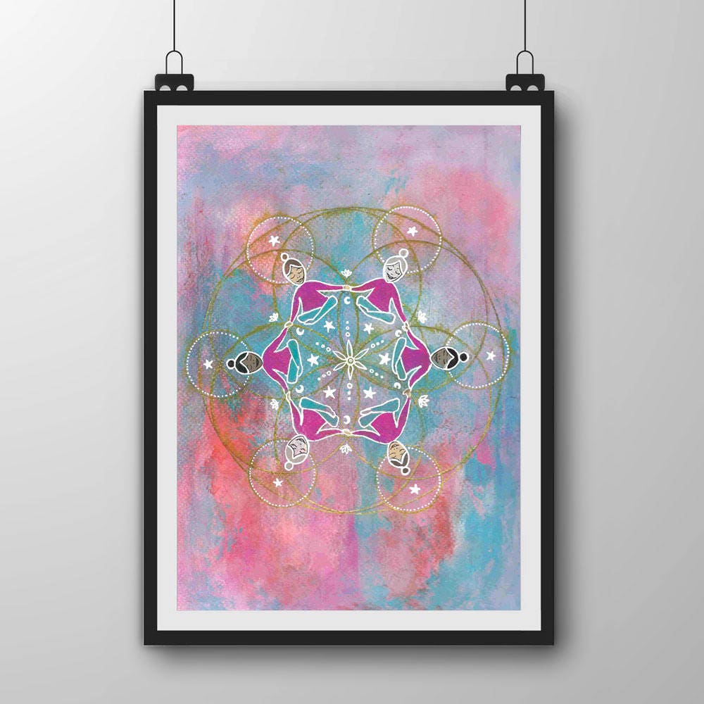Womens Sacred Circle Art Mandala Art Print Yoga Art Etsy