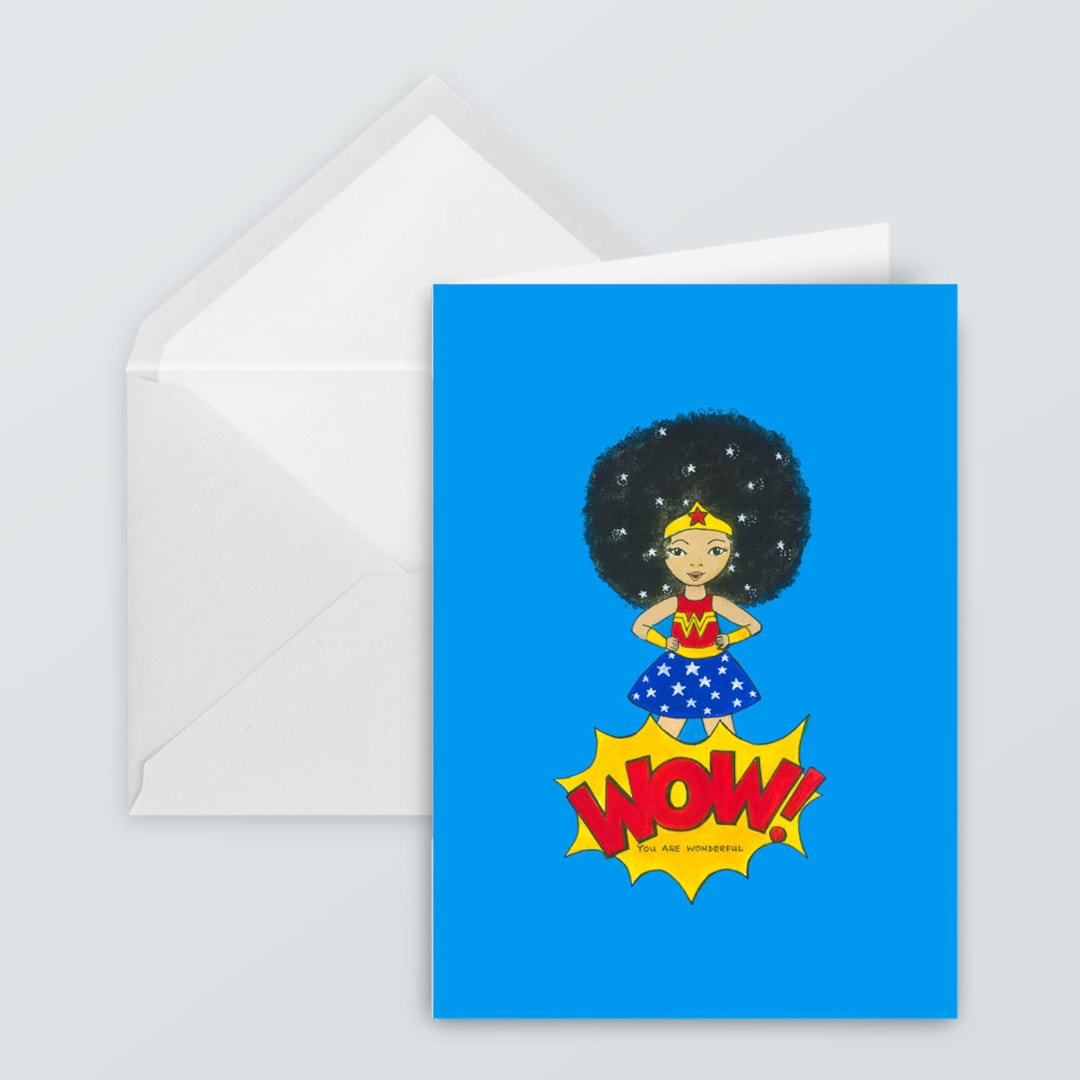 Wonder Woman Card - Afro Girl Card - Card for Women With Positive ...