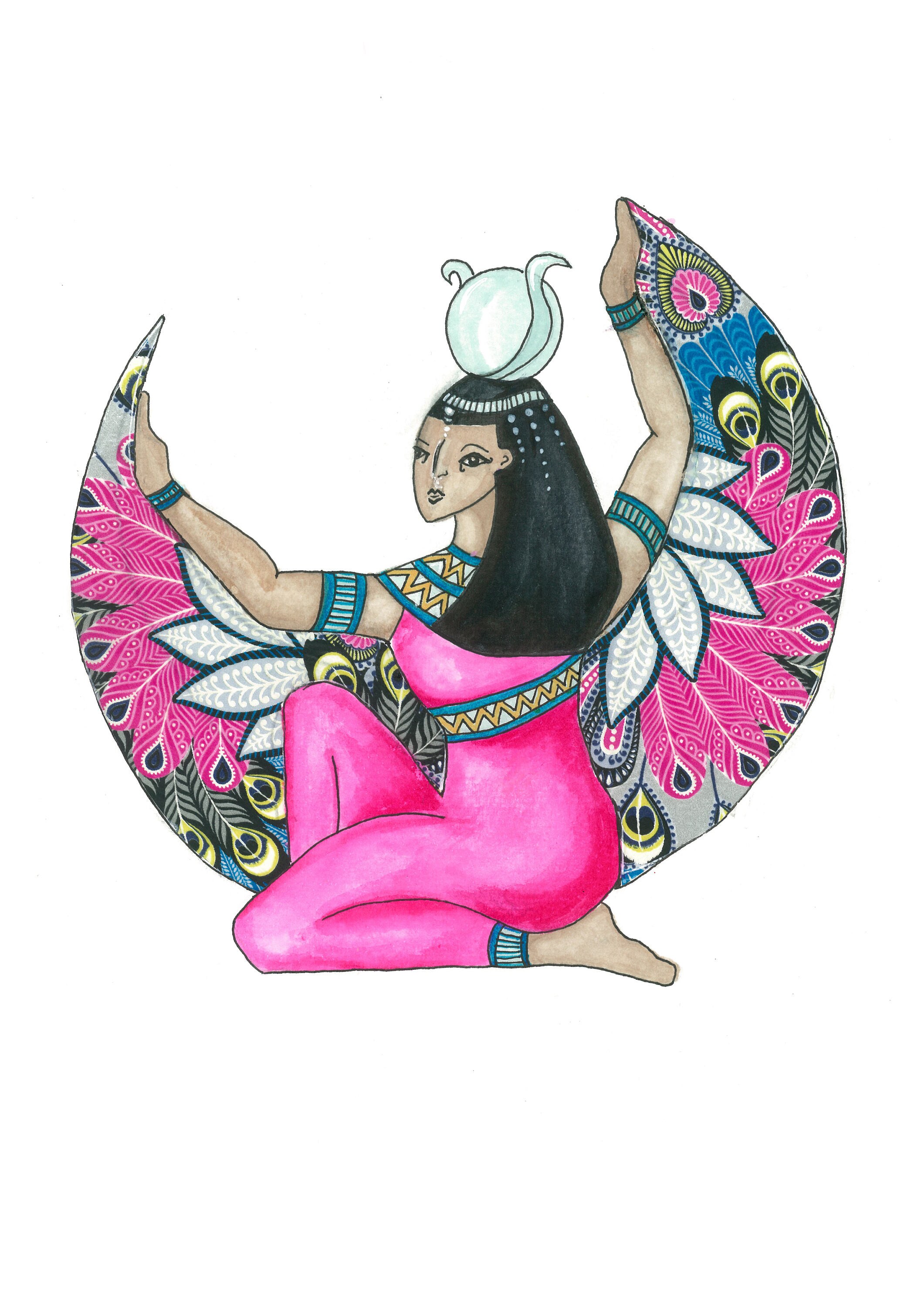 Goddess Isis Art Print Egyptian Goddess Art Pink Art Art for Spiritual ...