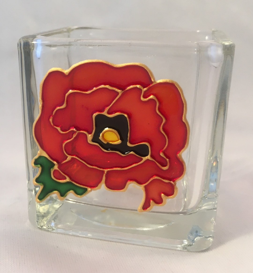 Hand-painted Poppy Tea-light Holder - Etsy