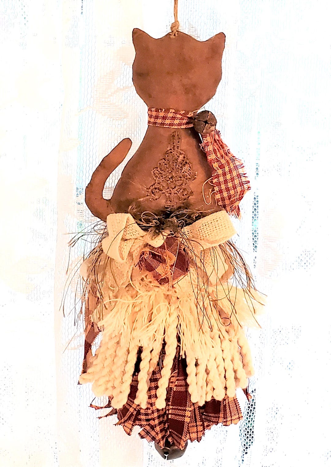 Collectible Handmade OOAK Cat Tassel: Farmhouse Primitive Ornie With ...