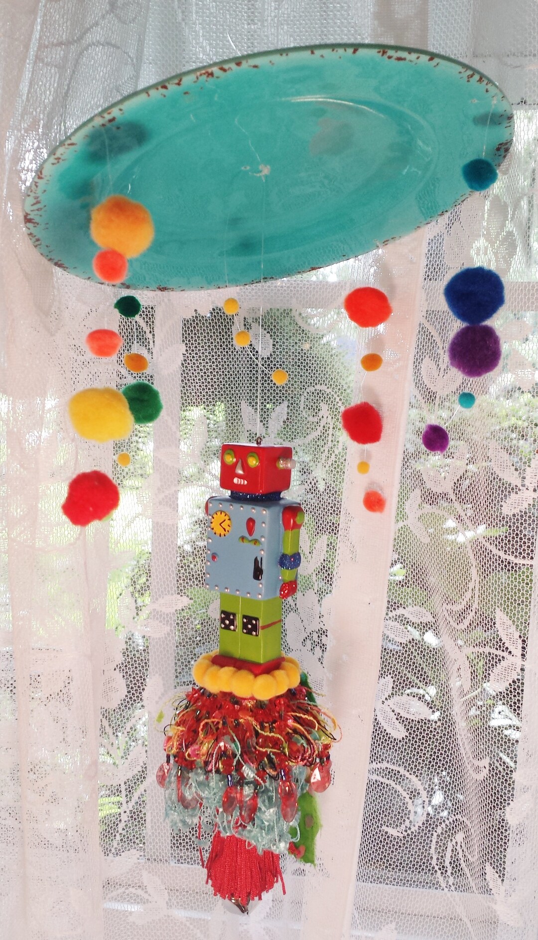 Flying Saucer Mobile Decorative Tassel Red Yellow Blue Green Out of ...