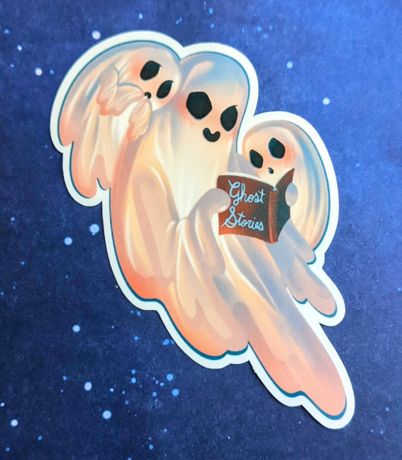 Cute Boo Ghost Sticker, Ghost Family, Reading Book, Halloween, Fall ...