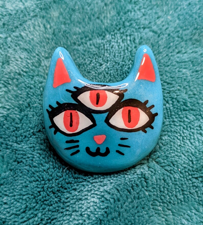 Adorable Clay Pins, Cat Pins, Handmade Pins, Cute Pins, Ooak Pins ...
