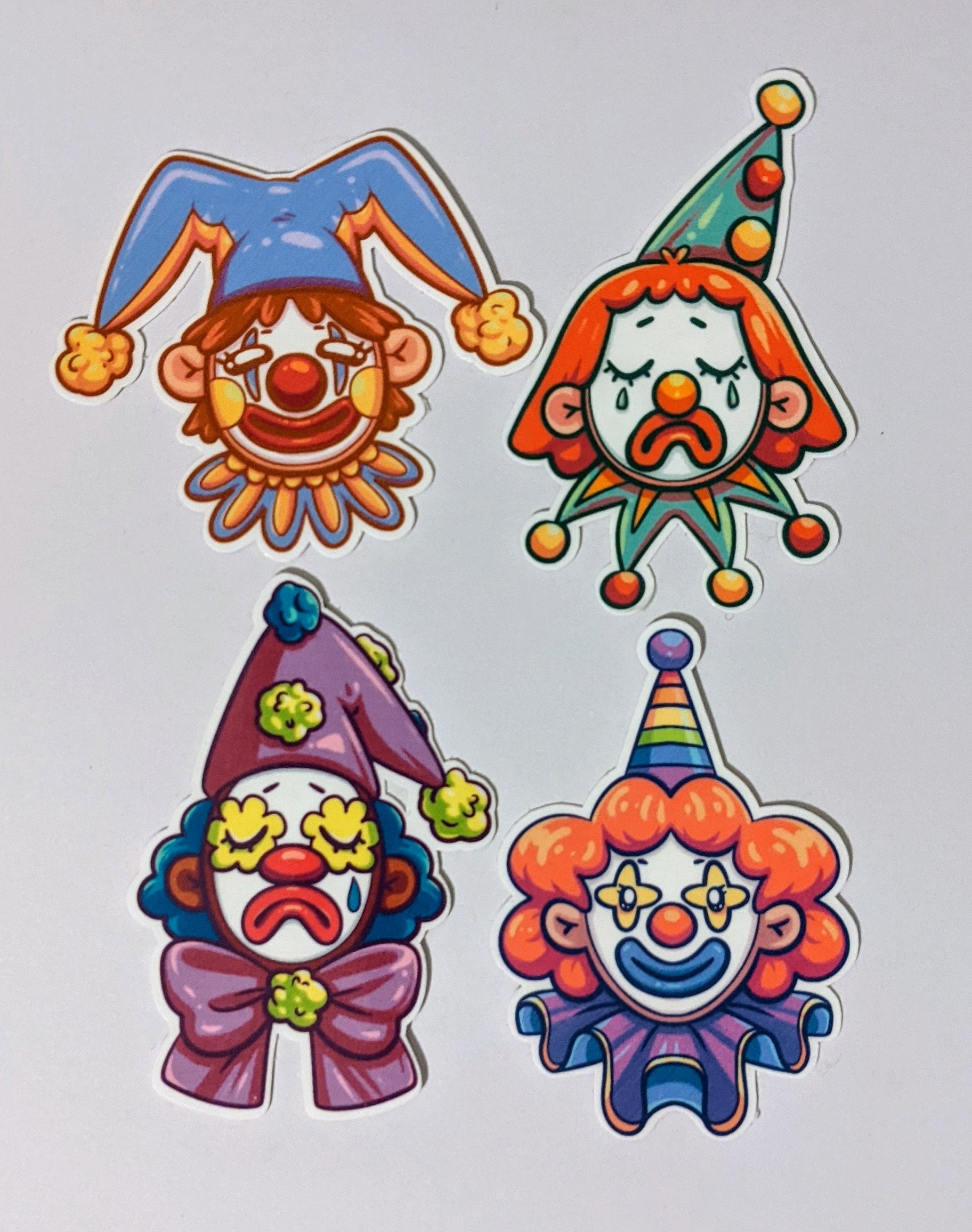 Cute Pastel Clown Sticker Set, Circus Stickers, Happy, Sad, Waterproof ...