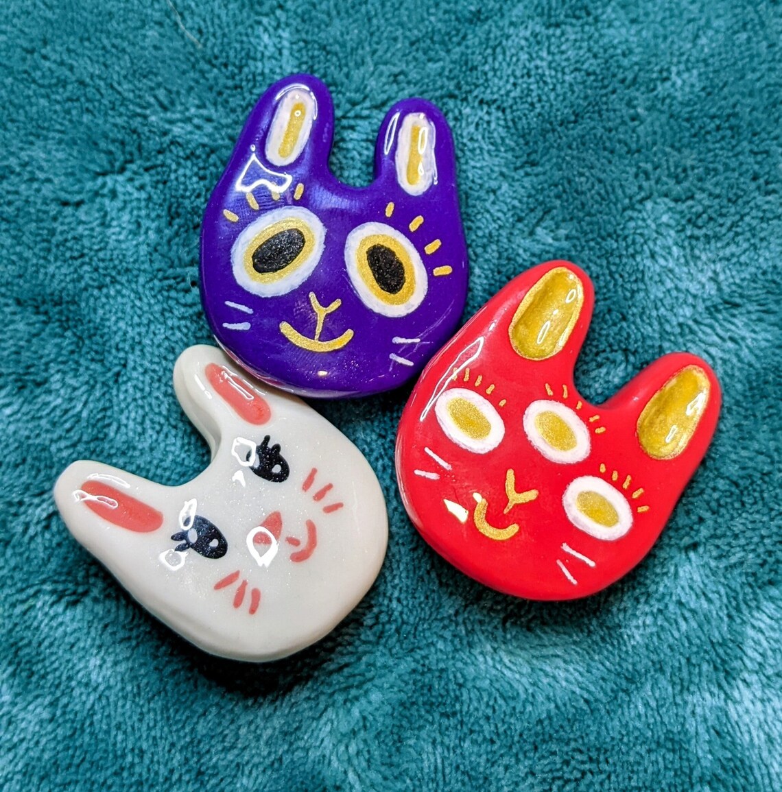 Bunny Pins, Rabbit Pins, Cute Handmade Pins, Brooch, Handmade Jewelry ...