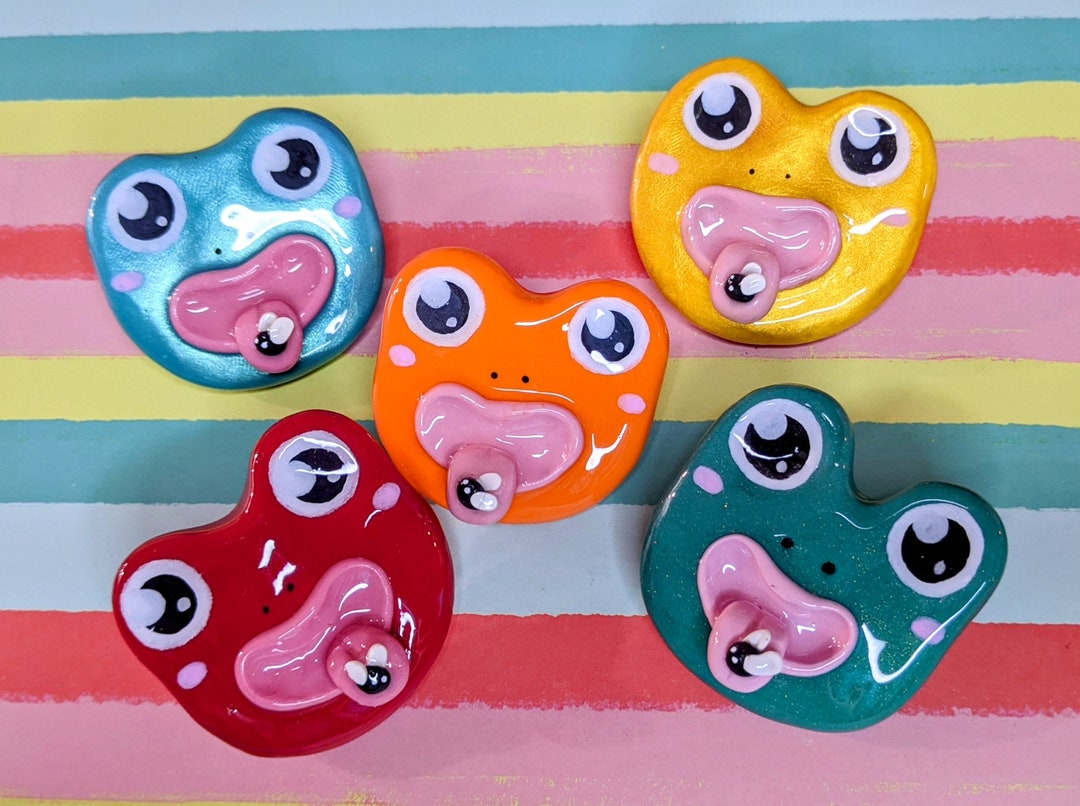 Cute Frog Pins, Handmade Clay Pins, Frog Accessories, Handmade Clay ...