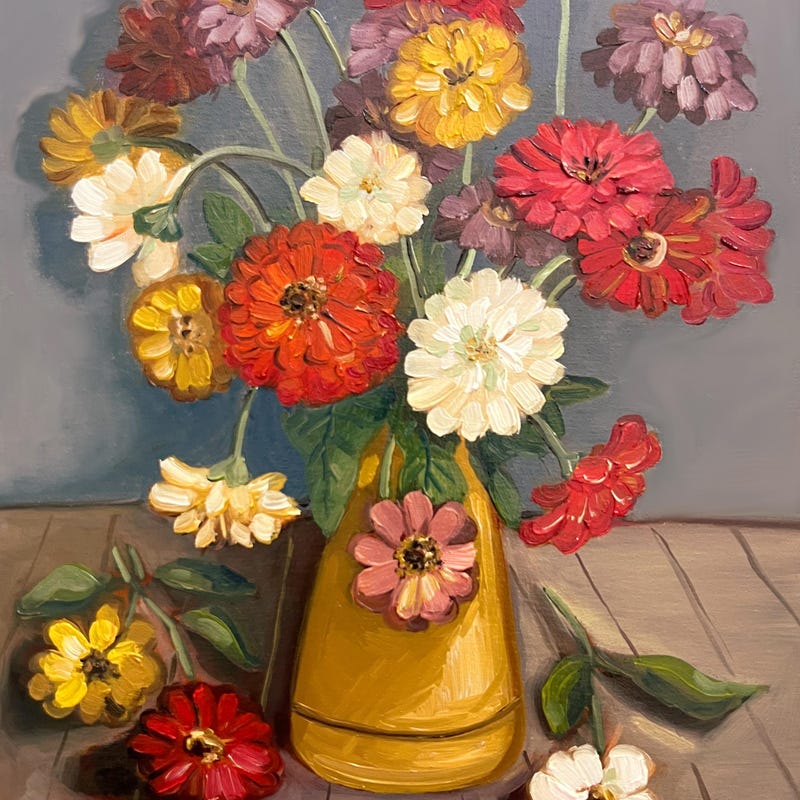 Zinnia Painting - Etsy