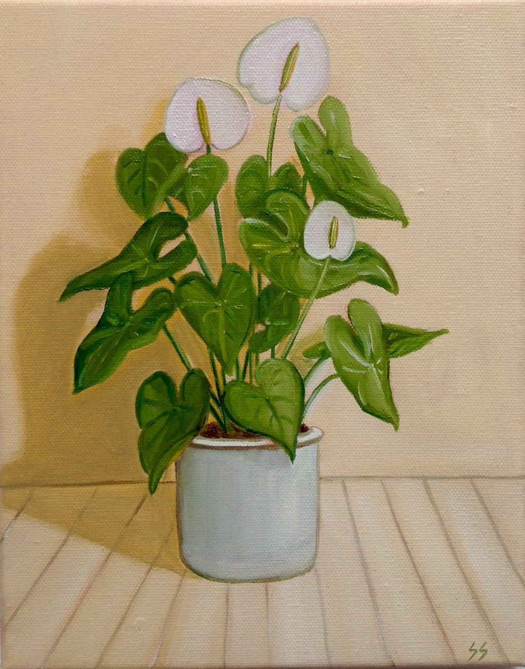 Original Oil Painting, Still Life Painting, Green Plant Painting ...