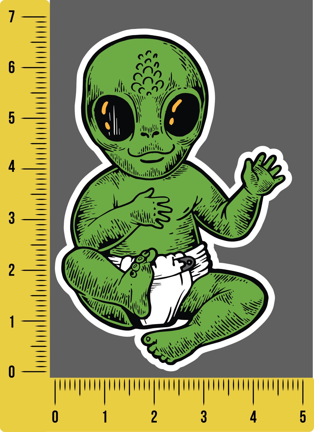 Alien Baby in Diapers Laminated Sticker/decal (water/scratch Proof) - Etsy