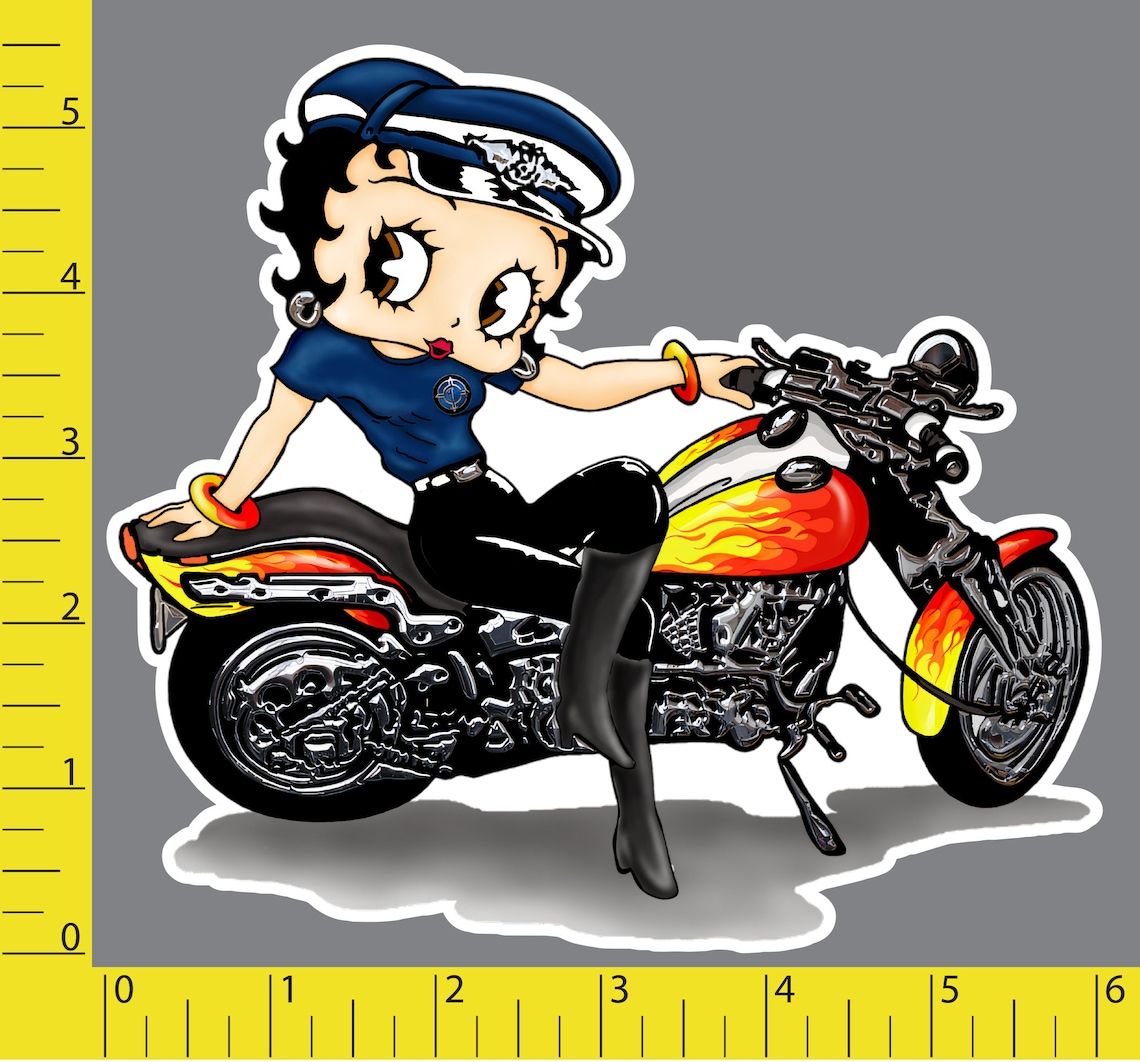 Betty Boop Motorcycle 022924 Laminated Sticker/decal (water/scratch ...