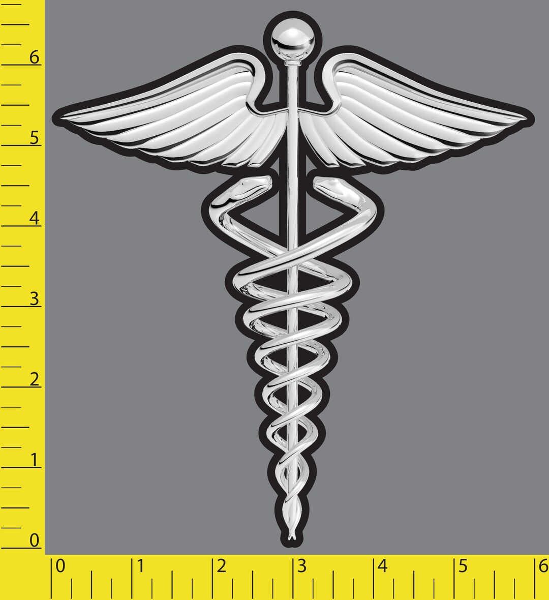 Silver Medical Caduceus 021024 Laminated Sticker/decal (water/scratch ...