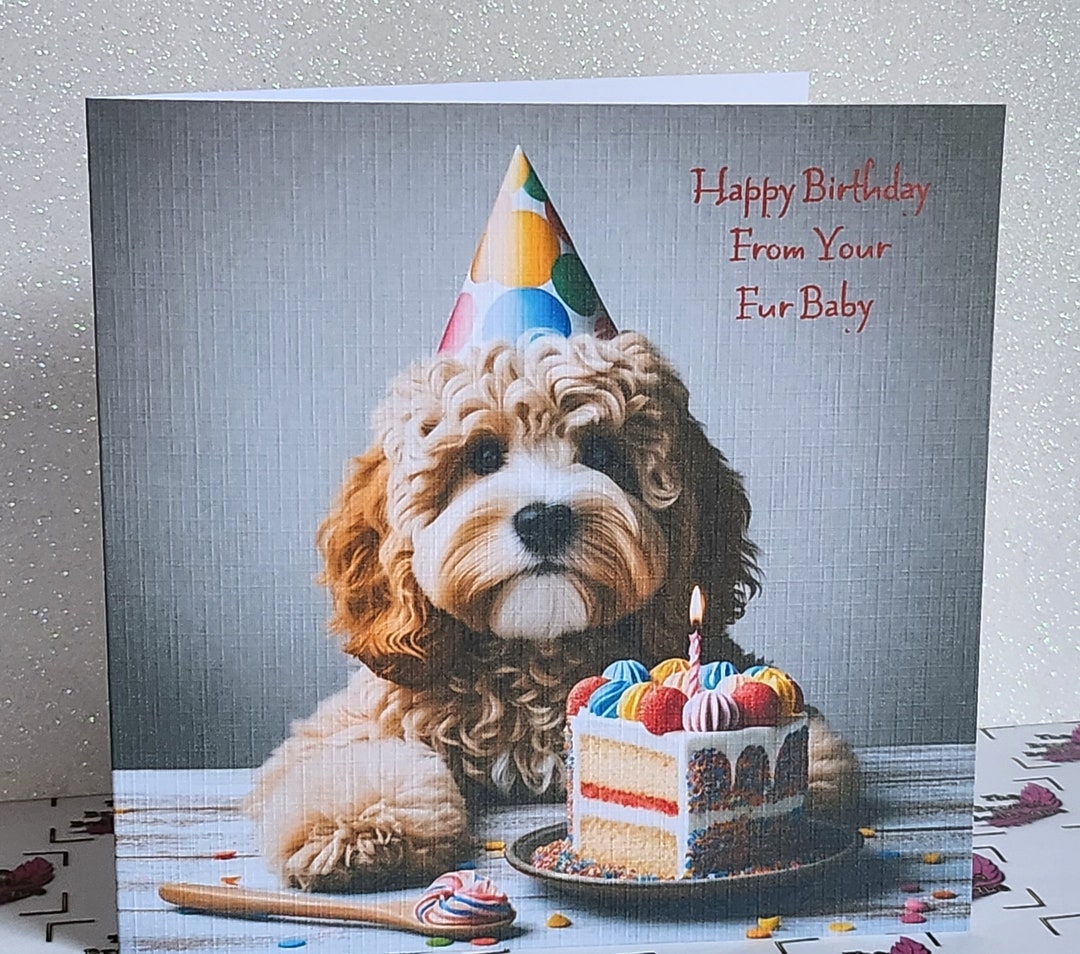 Cockapoo Birthday Card Cockapoo Wearing Birthday Hat 'happy Birthday ...