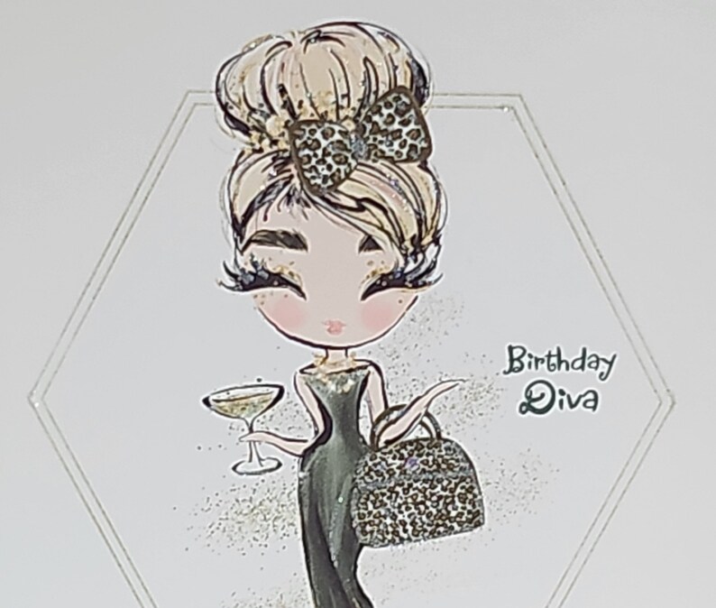 Birthday Diva Card Blonde Girl Black Dress Leopard Print - Etsy