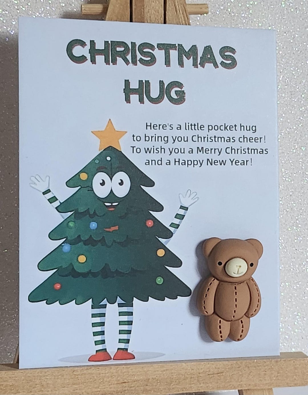 Christmas Pocket Hug 3d Brown Teddy Bear Pocket Hug Mounted on Gift ...