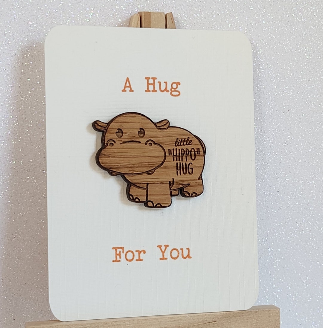 Hippo Pocket Hug Wooden Hug Token 'little Hippo Hug' on Gift Card 'A ...