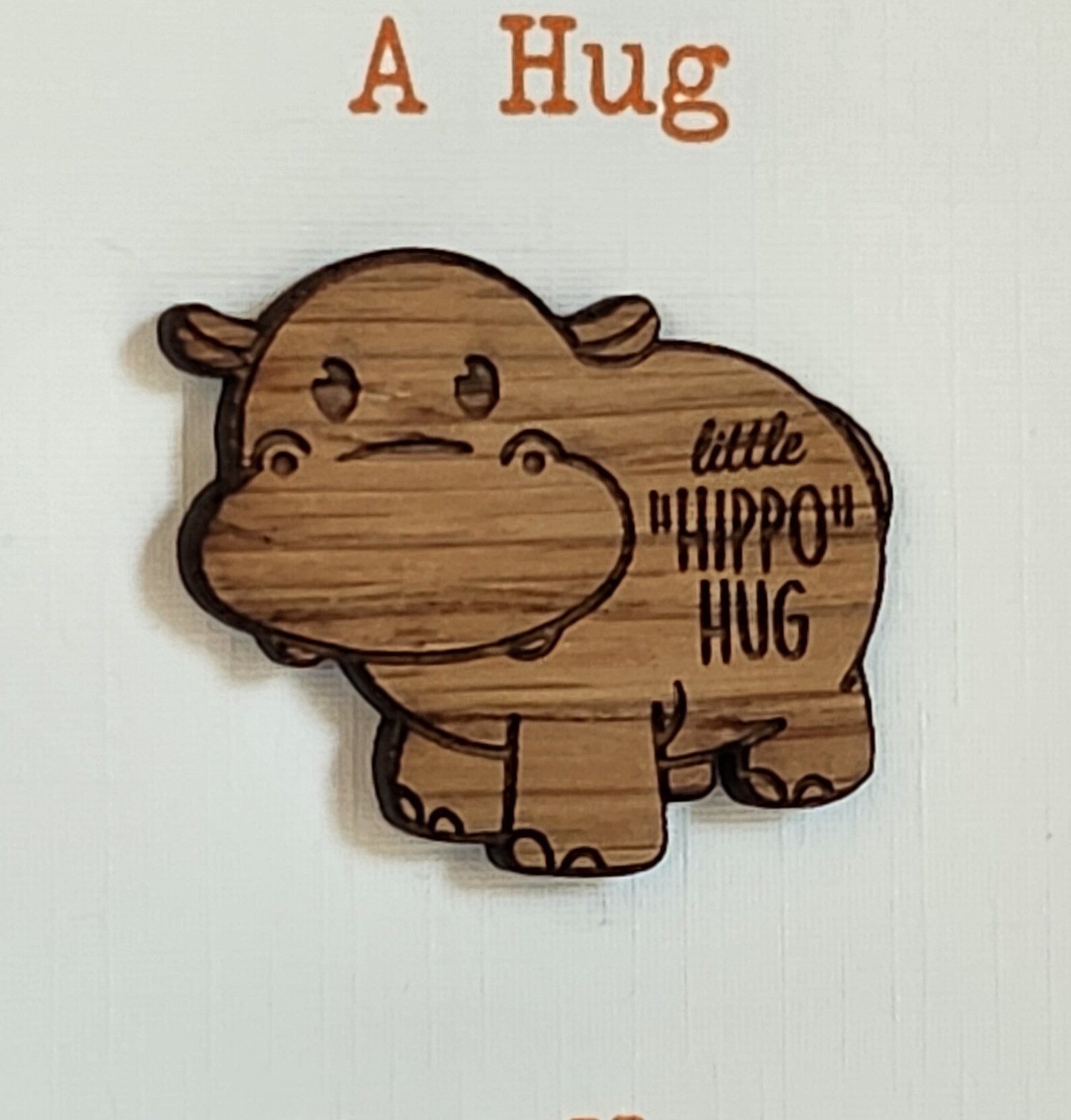 Hippo Pocket Hug Wooden Hug Token 'little Hippo Hug' on Gift Card 'A ...