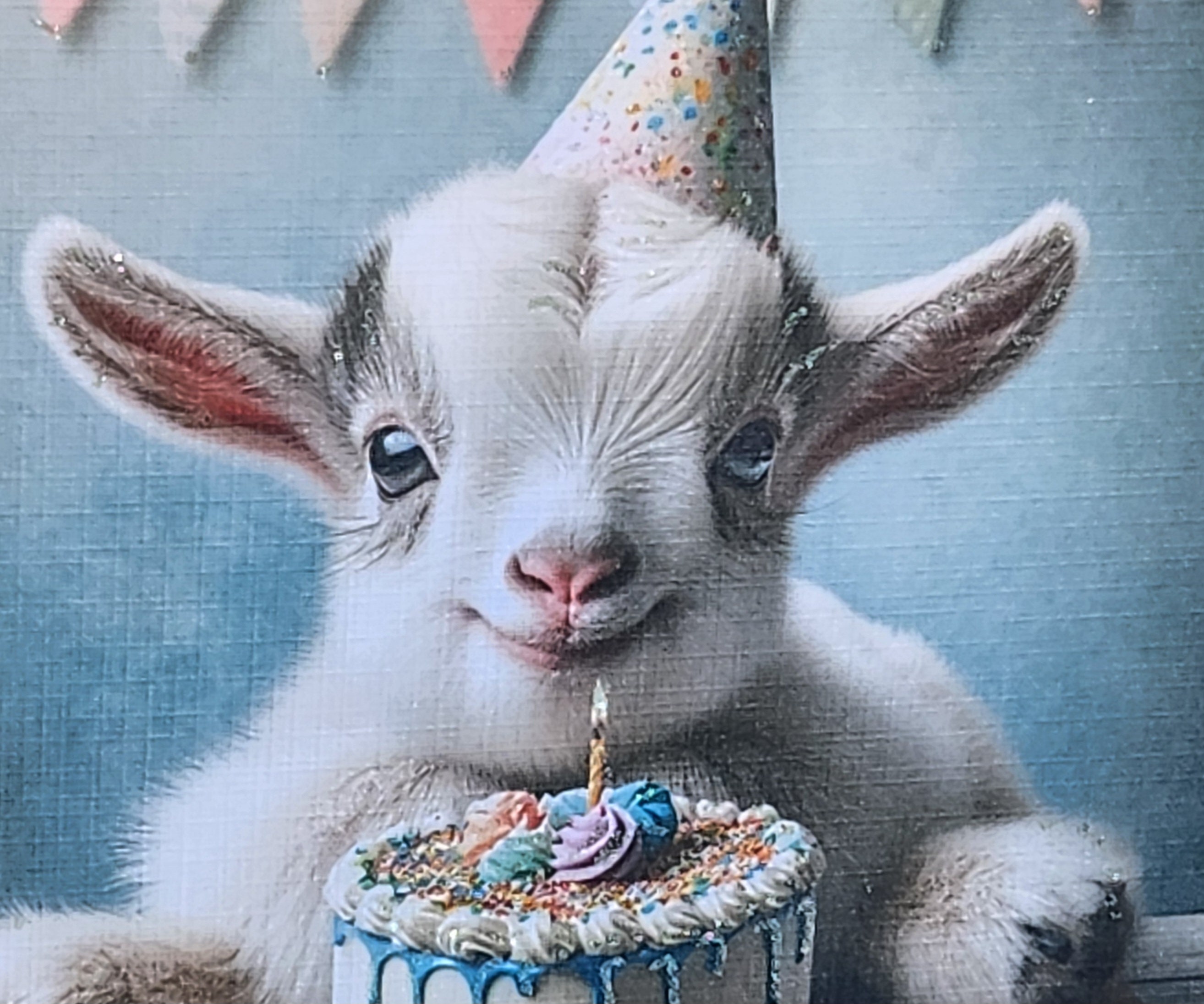Happy Birthday Goat Greeting Card Cute Funny Cartoon Character Goat