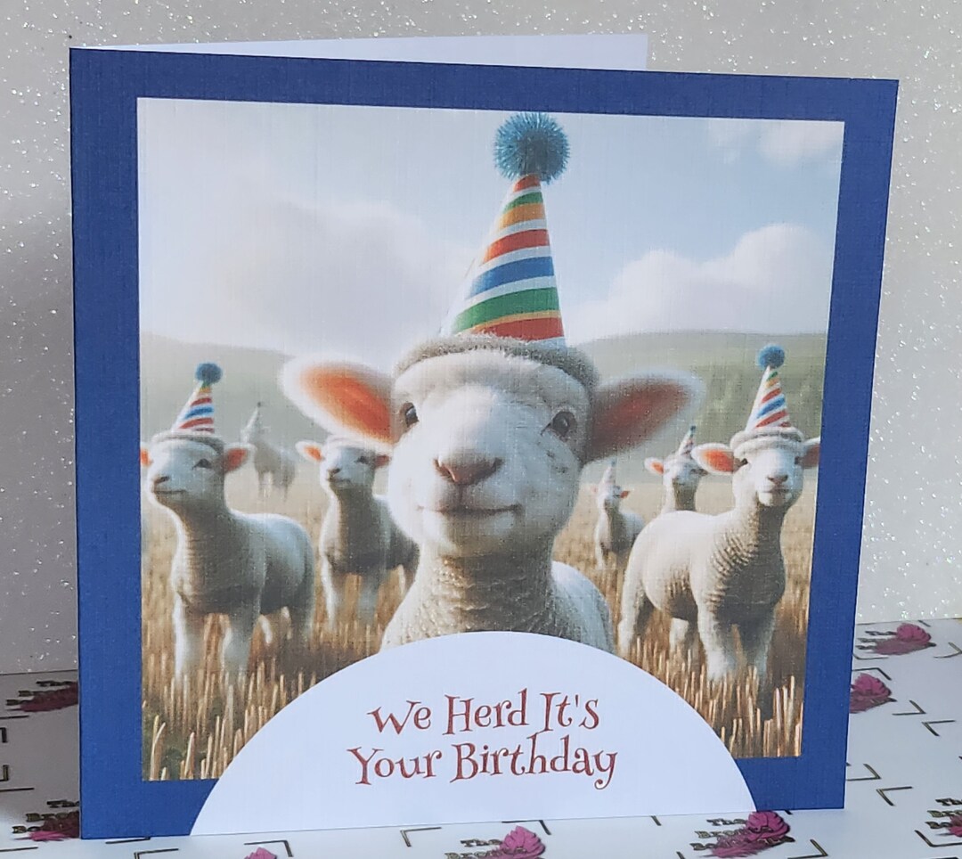 Sheep Birthday Card 'we Herd It's Your Birthday' Herd of Sheep Wearing ...