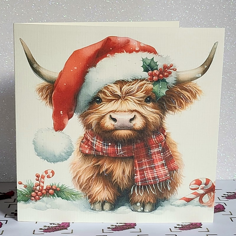 Highland Cow Christmas Card - Etsy UK