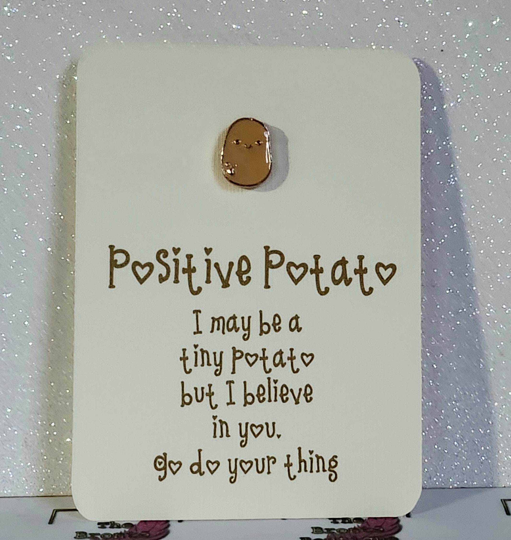 Positive Potato Enamel Pin Badge on Gift Card Affirmation Self Love ...