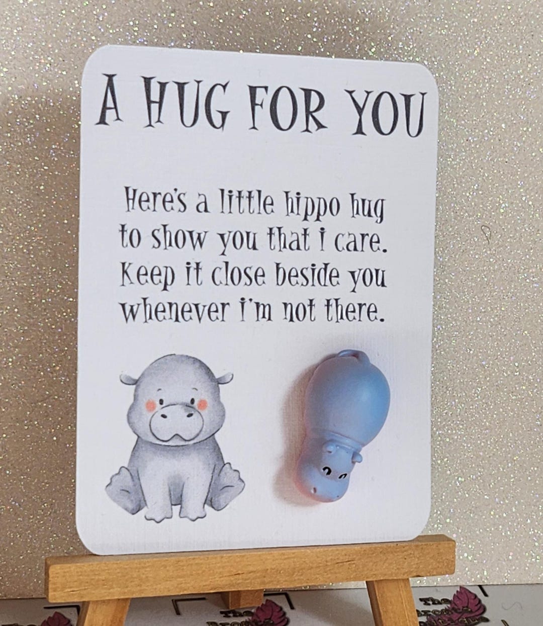Hippo Pocket Hug 3d Resin Hippo Hug Token on Gift Card 'A Hippo Hug for ...