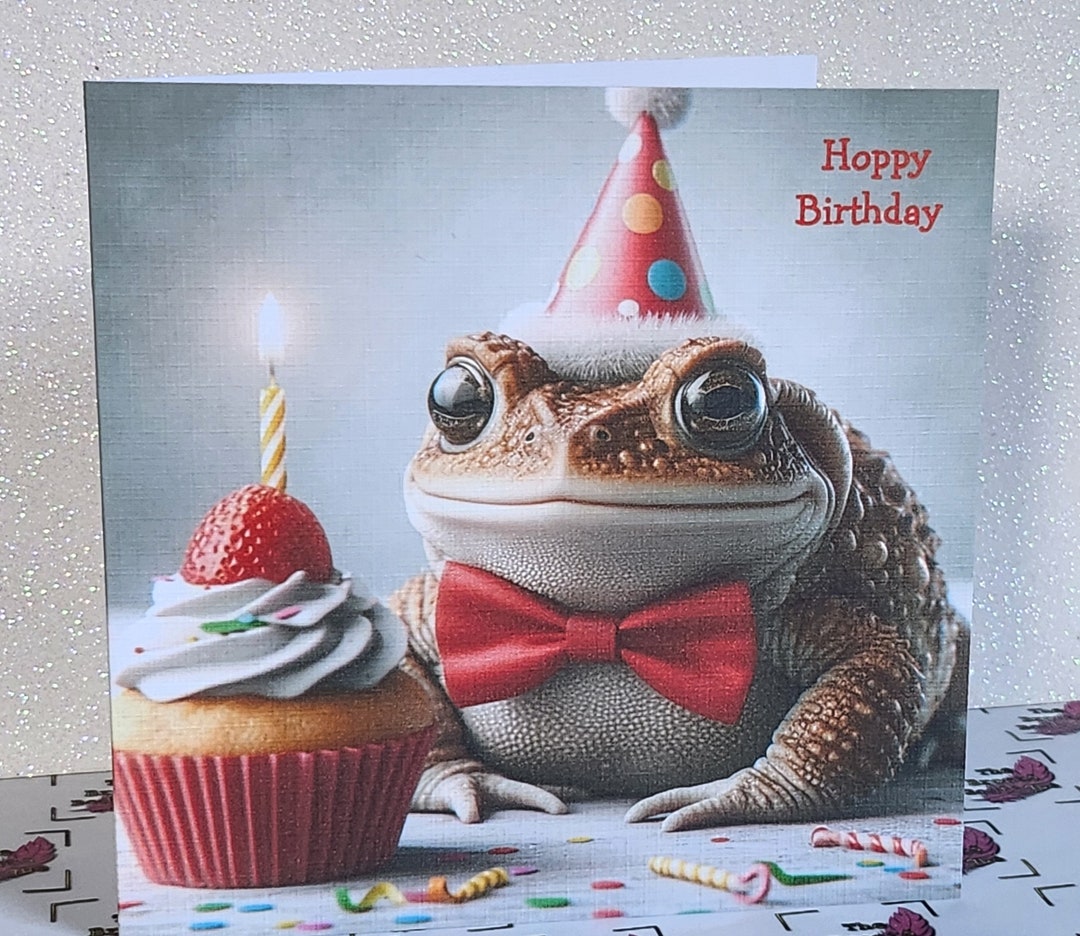 Toad Birthday Card Toad Wearing Birthday Hat 'hoppy Birthday' Dad Son ...