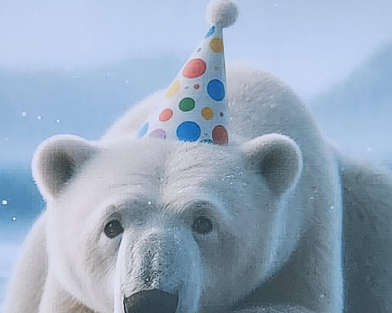 Polar Bear Birthday Card Polar Bear Wearing Birthday Hat Happy Birthday ...