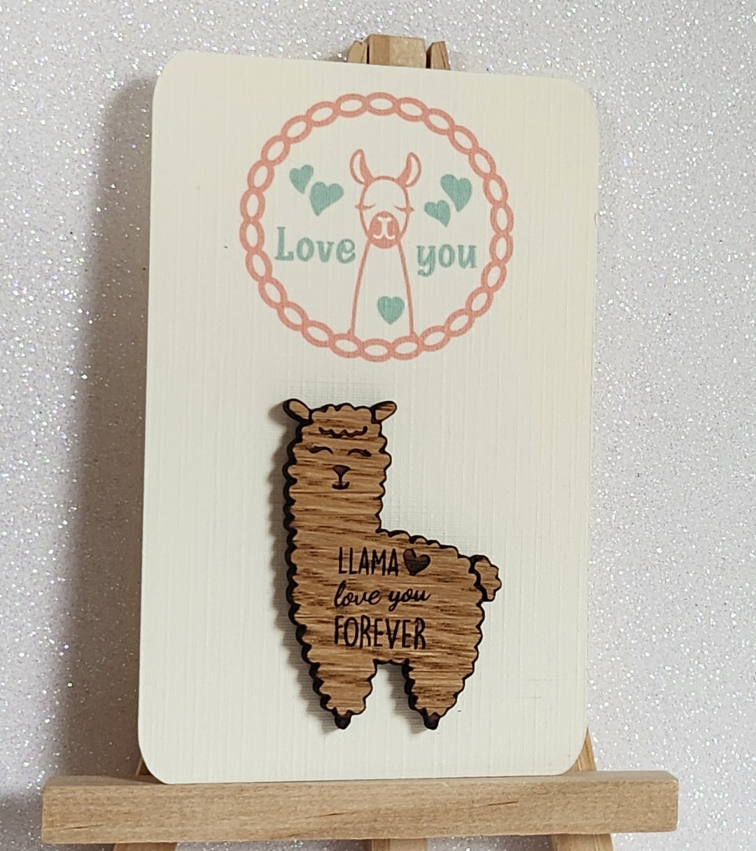 Llama Pocket Hug Wooden 'llama Love You Forever' Mounted on Gift Card ...
