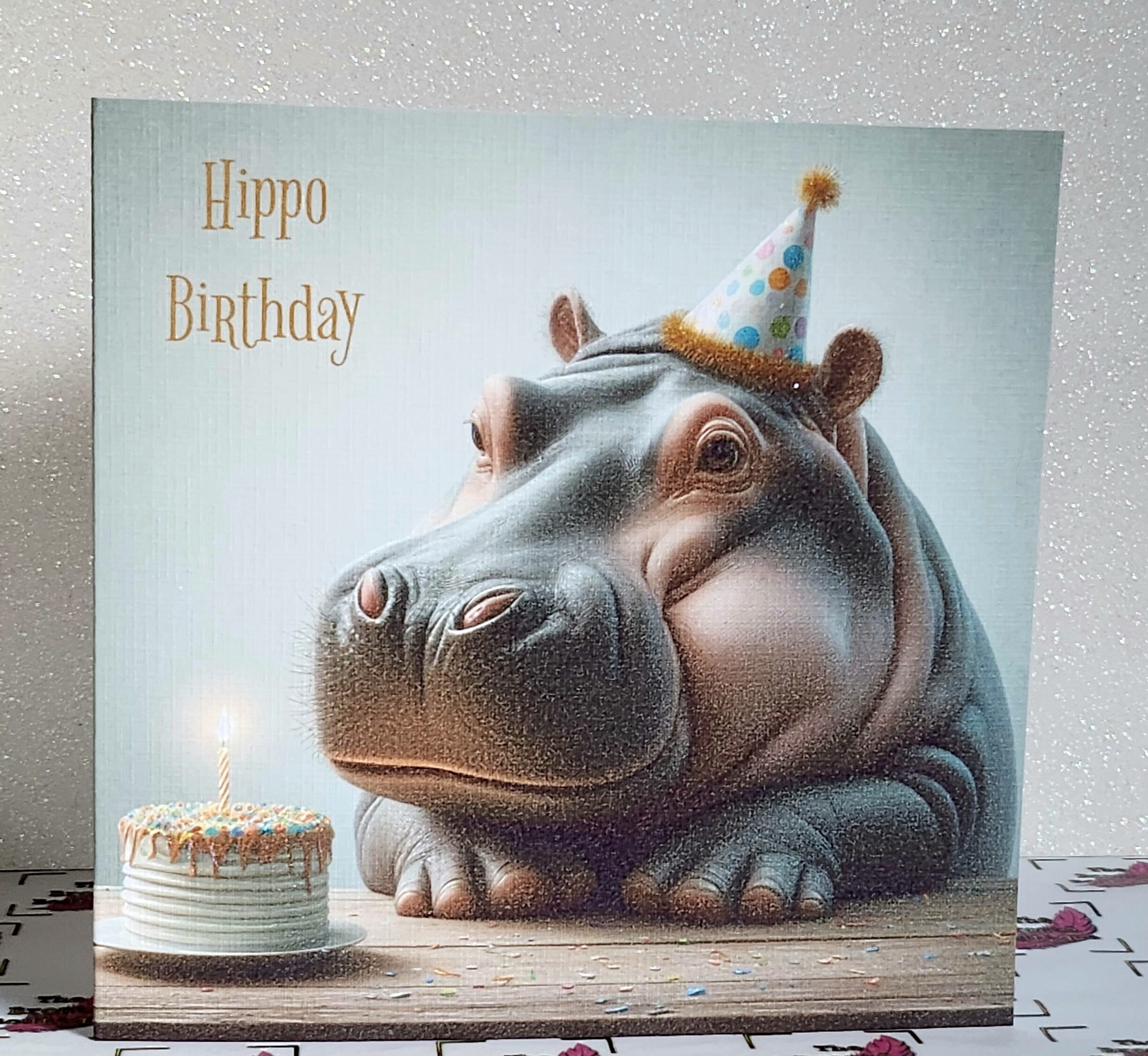 Hippo Birthday Card Hippopotamus Wearing Birthday Hat With Birthday ...