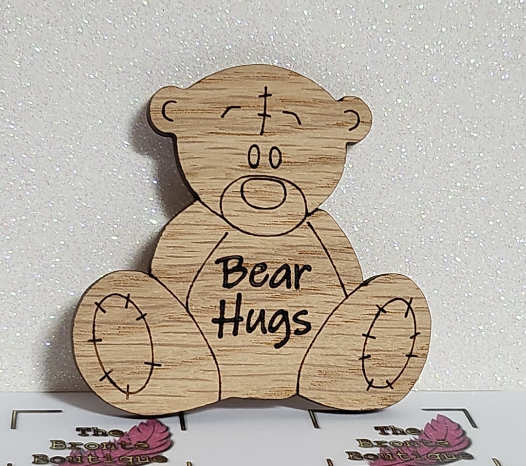 Bear Hugs Pocket Hug Wooden Teddy Bear Hug Token Personalised Option ...