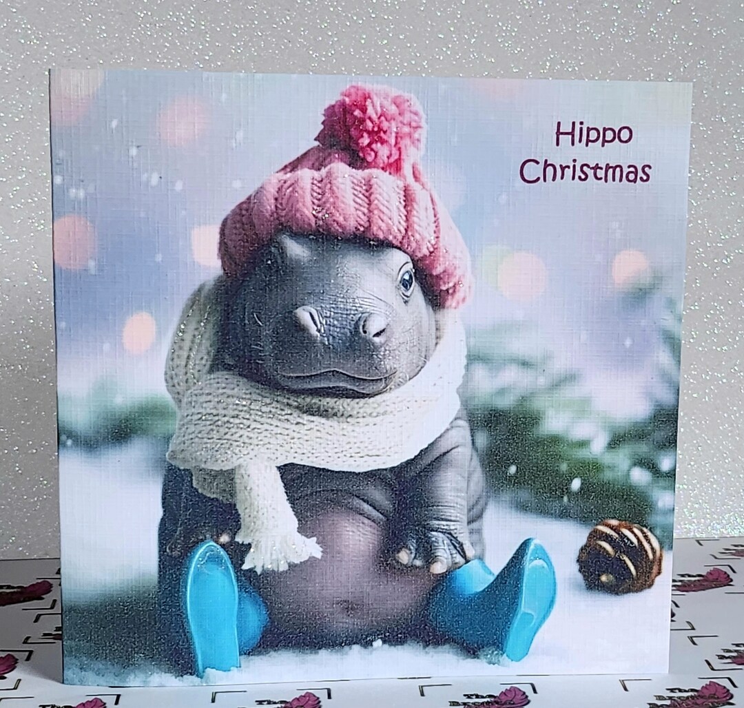 Hippo Christmas Card 'hippo Christmas' I Want A - Etsy