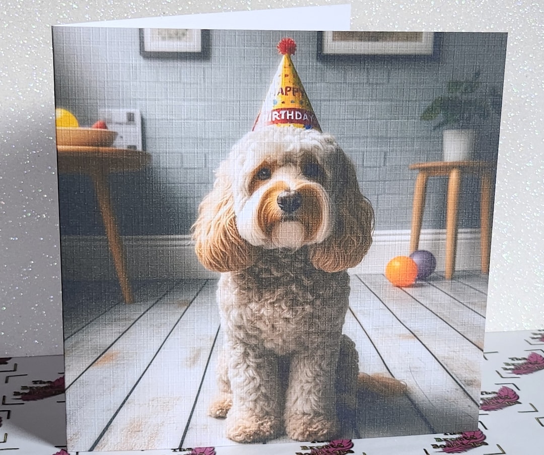 Cockapoo Birthday Card Cockapoo Wearing Birthday Hat Happy Birthday Son ...
