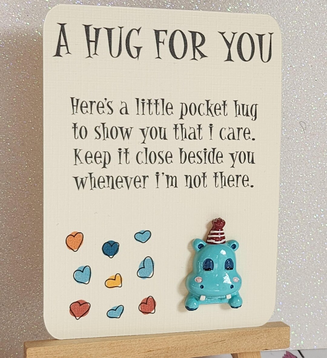 Hippo Pocket Hug 3d Resin Hippo Hug Token on Gift Card 'A Hippo Hug for ...