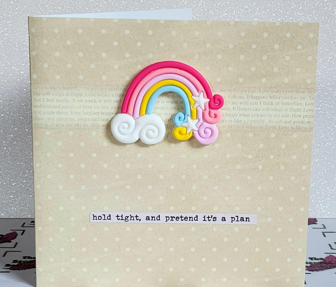 Rainbow Positive Affirmation Handmade Card Hold Tight and - Etsy
