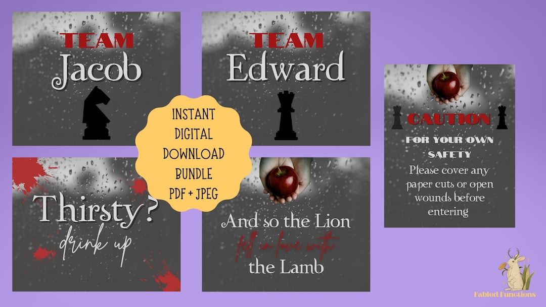 Twilight Party Sign Printable Bundle, Instant Digital Download - Etsy